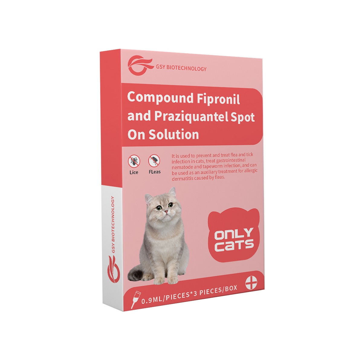 0.9 ml for cats Compound Fipronil and Praziquantel Spot On Solution ...